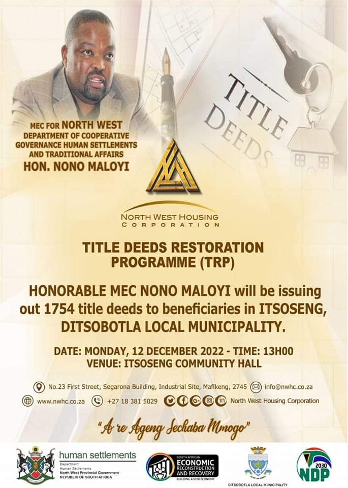 MEC Nono Maloyi set to buy ANC votes with title deeds in Ditsobotla